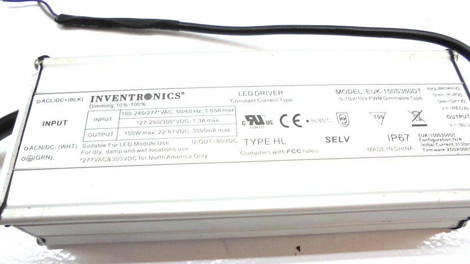EUK-150S350DT Inventronics Constant-Current LED Driver 150W DIMMABLE ...