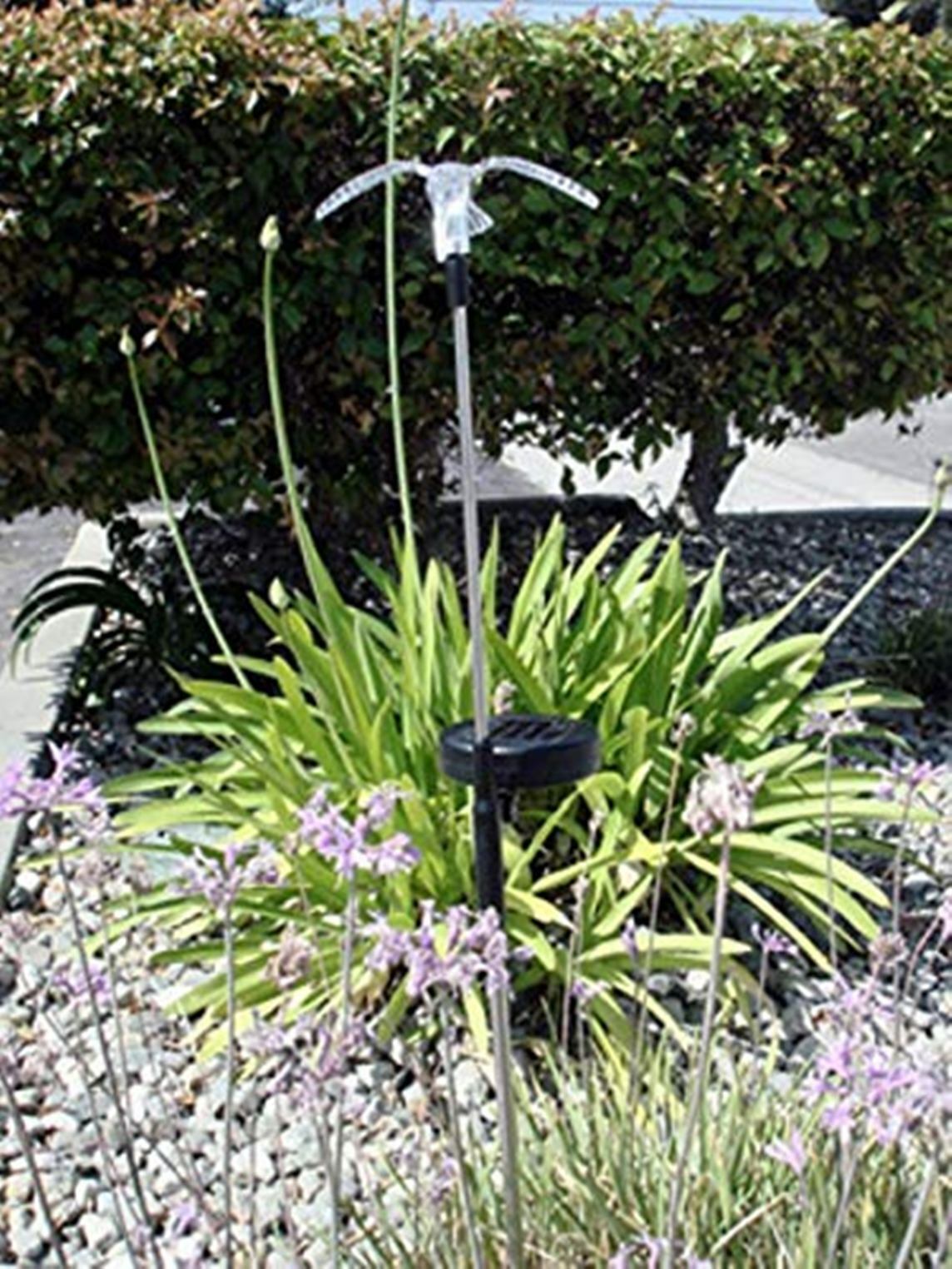 2 Set Hummingbird Clear Acrylic Solar Garden Yard Patio Lawn Stick ...