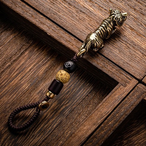 Pure Brass Animal Tiger Rope Keychain Hanging Key Chain Pendant Décor ...