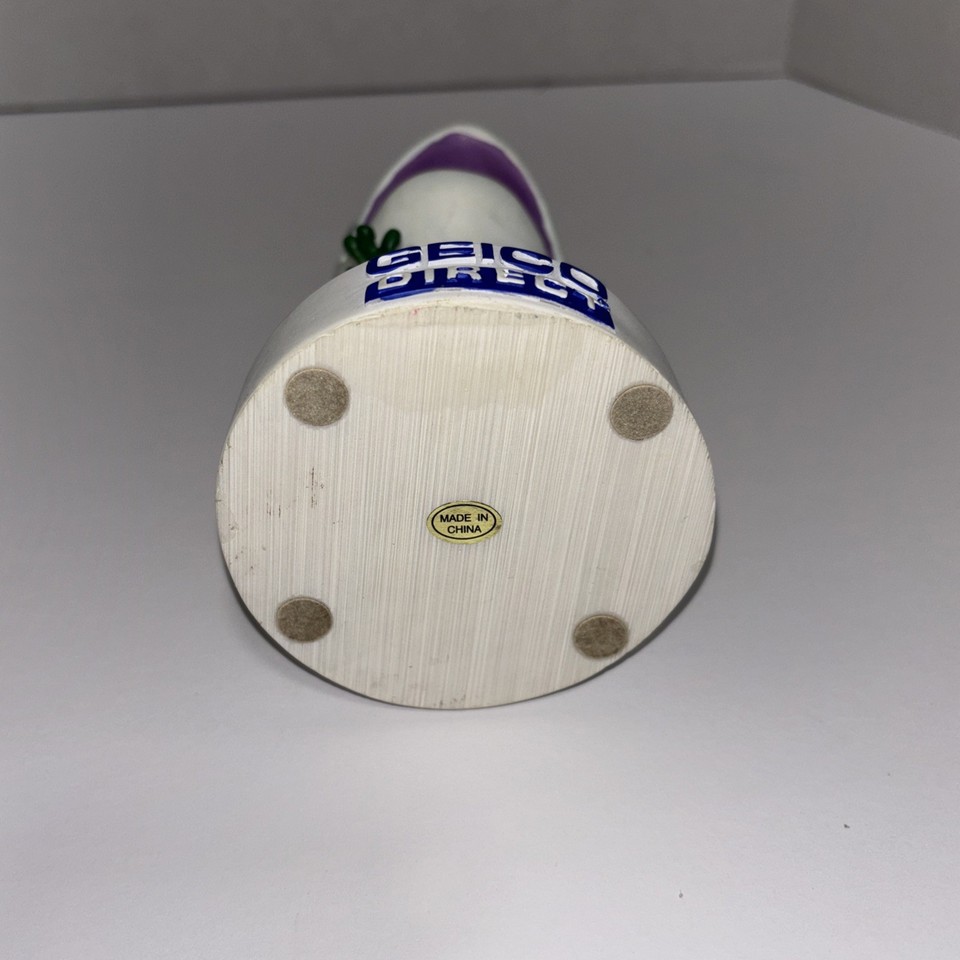 Geico GECKO Direct Mascot Bobblehead Green Ceramic 6” Tall Lizard Promo ...