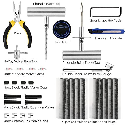 68pcs Heavy Duty Tire Plug Kit, Universal Tire Repair Tools to Fix ...