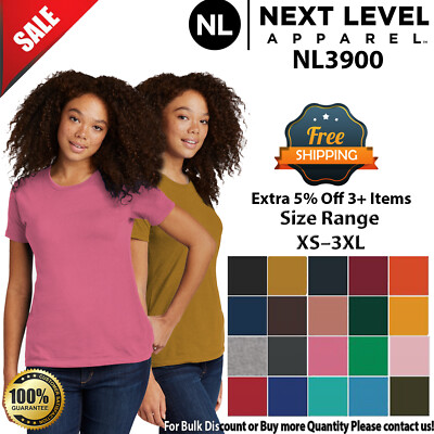 Next Level N3900 Womens Short Sleeve Cotton Crew Neck Boyfriend Stylish ...