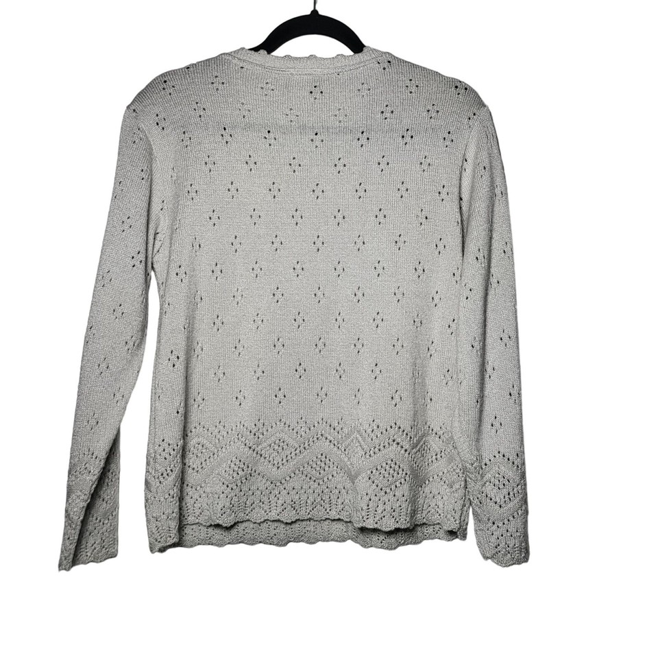 Vintage 90's Carly Blake Women's Crochet Light Gray Sweater Size Small ...