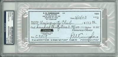 Walt/R.W Cunningham signed Personal Check #1820 - PSA (Apollo 7/ NASA ...