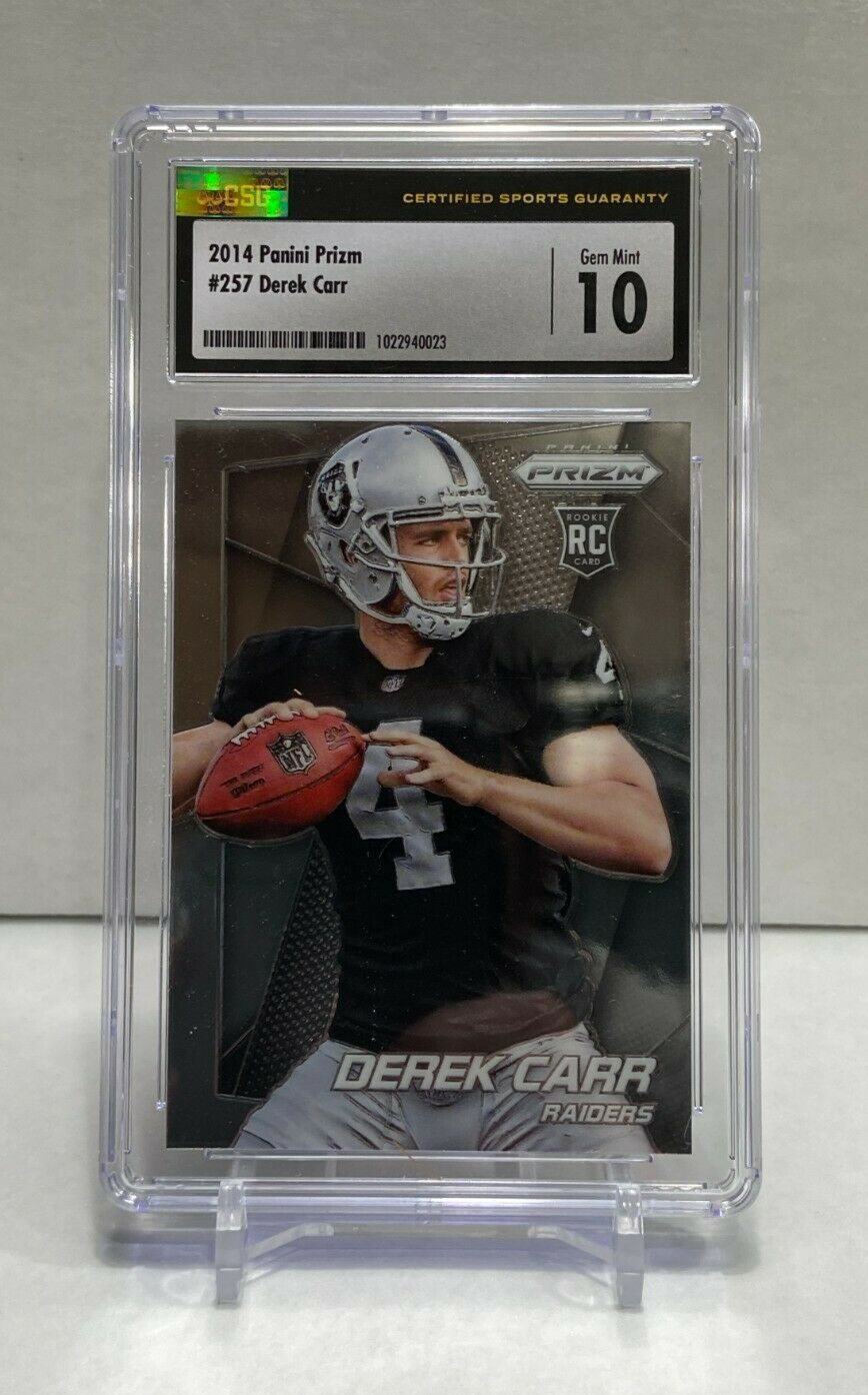 Derek Carr Rookie Card #257 Graded CSG 10 Gem Mint RC 2014 Panini Prizm ...