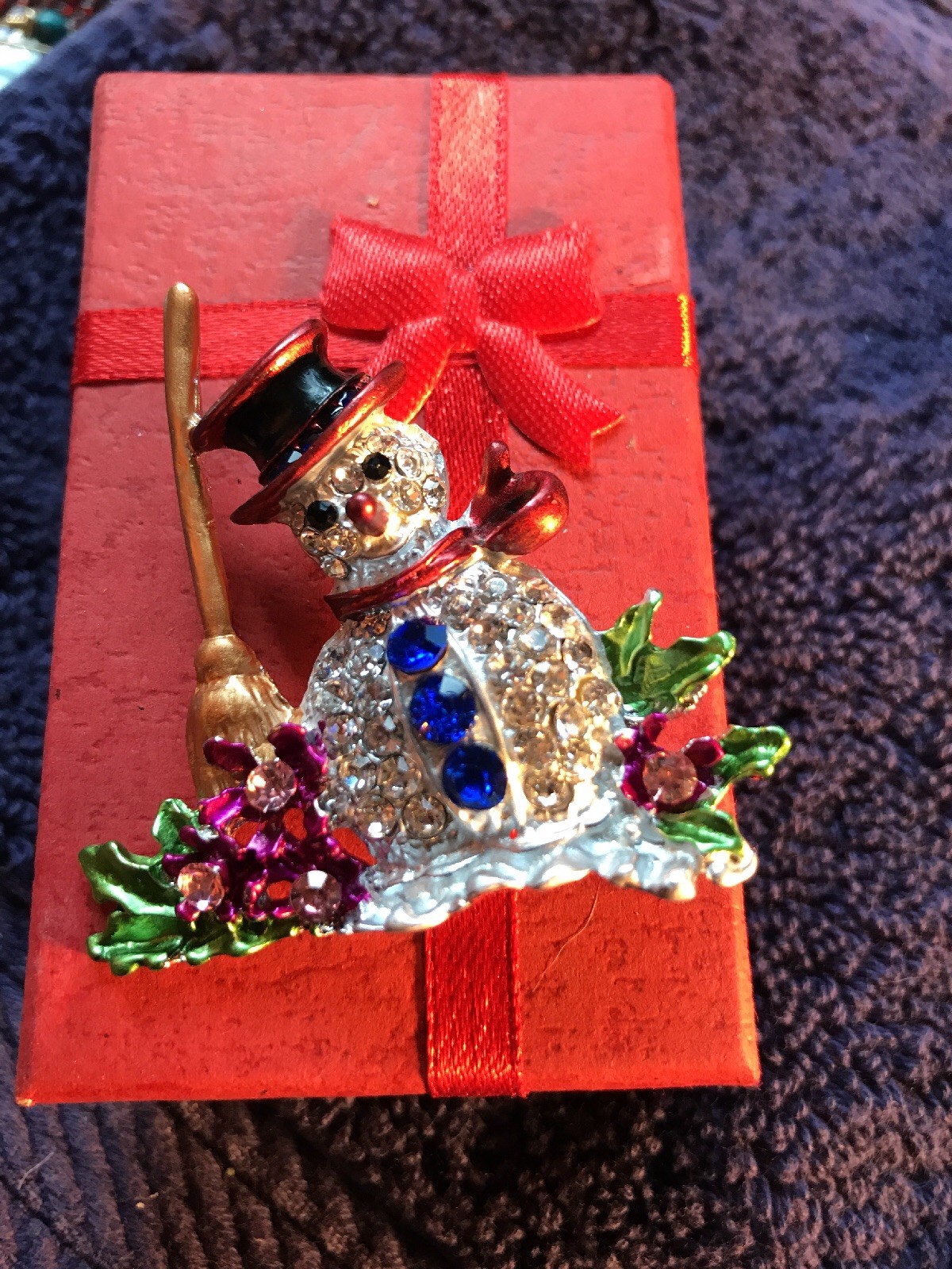 Frosty Crystal Snowman Brooch / Pin Holiday Christmas and Winter Wear ...