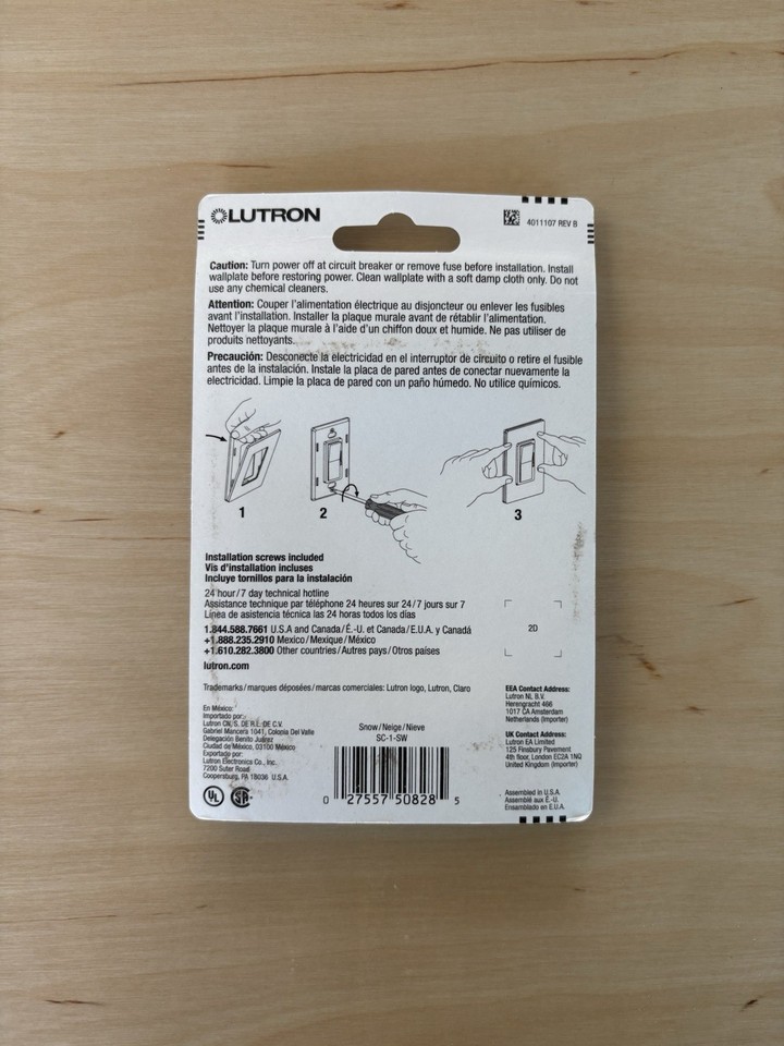 Lutron Claro 1 Gang Wallplate Snow SC-1-SW | eBay