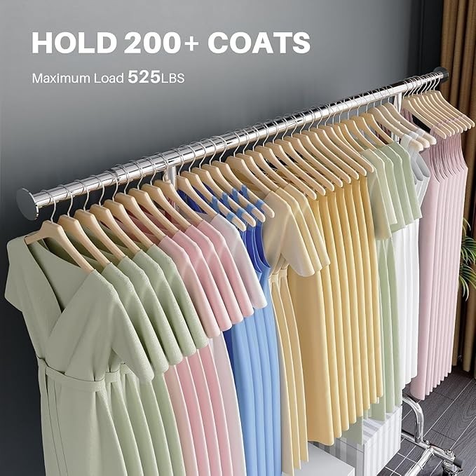 Heavy Duty Clothes Rack Rolling Clothing Rack with Shelves Load 620 LBS ...