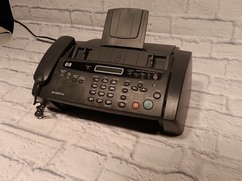 HP 1050 Plain Paper Fax Machine with Telephone Print Copy Scan Fax | eBay