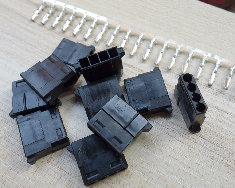 10 sets Black DIY PC Power Connector 4P 4 Pin Female Molex Mod Crimp ...