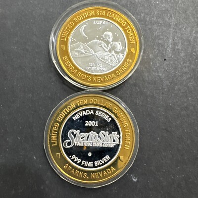 2001 .999 $10 Silver Strike Gaming Token Sparks Nevada Sierra Sids E.T ...