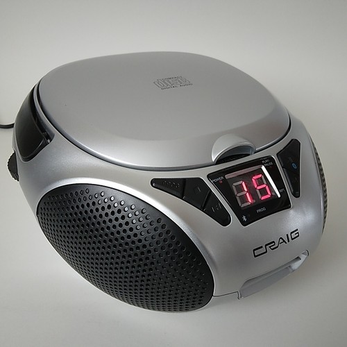 Craig CD6925BT Mini Boombox CD-Bluetooth-Radio-Aux-W/Cord-Silver-Tested ...
