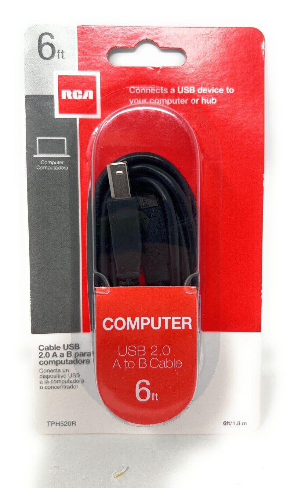 NEW RCA Computer USB 2.0 A to B Cable 6-Feet (TPH520R) Connect USB To ...