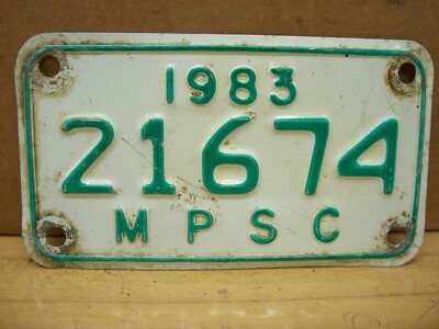 Vintage Michigan PUBLIC SERVICE COMMISSION MPSC License Plate Tag 1983 ...