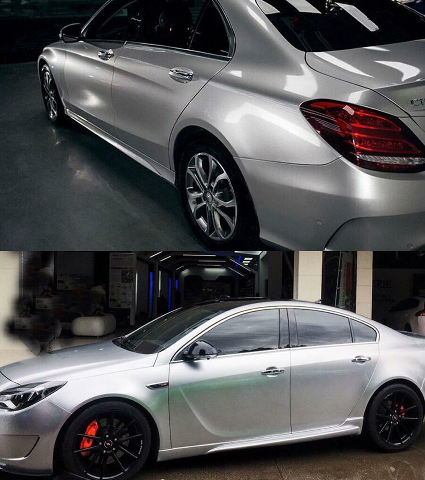 65FT x 5FT Silver Metallic Glossy Vinyl Full Vehicle Wrap Film Graphics ...