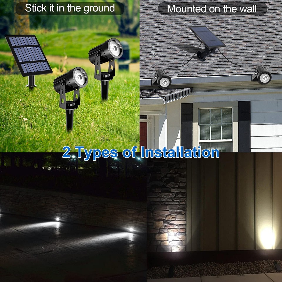 2w Solar Spotlights Led Solar Powered Landscape Lights Outdoor ...
