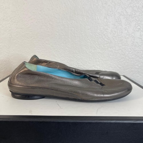 Thierry Rabotin Grace Metallic Pewter Leather Flat Shoes Women's 36.5 ...