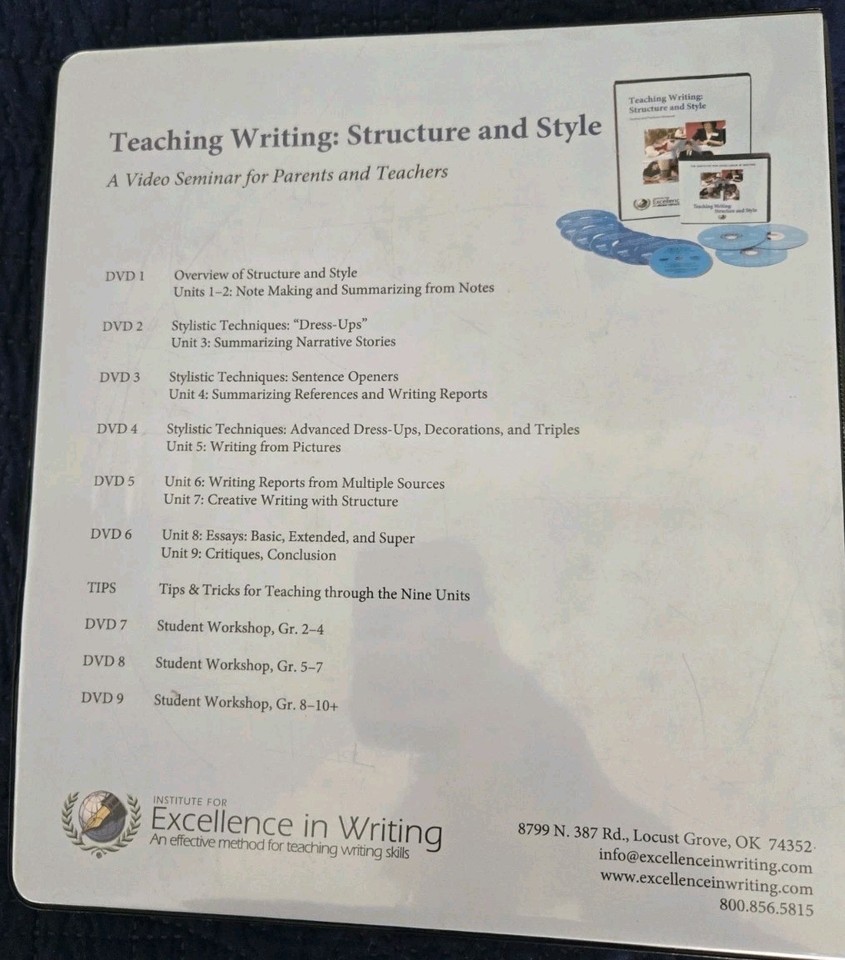IEW-Teaching Writing: Structure and Style Workbook Binder & DVD Set ...