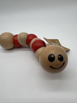 Begin Again Smile Earthworm Toddler Toy Wooden Red Stripe ages 12 ...