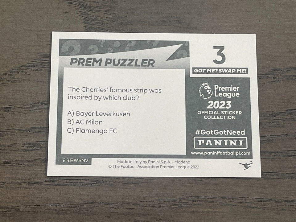 2023 Panini Premier League Stickers AFC Bournemouth KIT #3 AFC ...