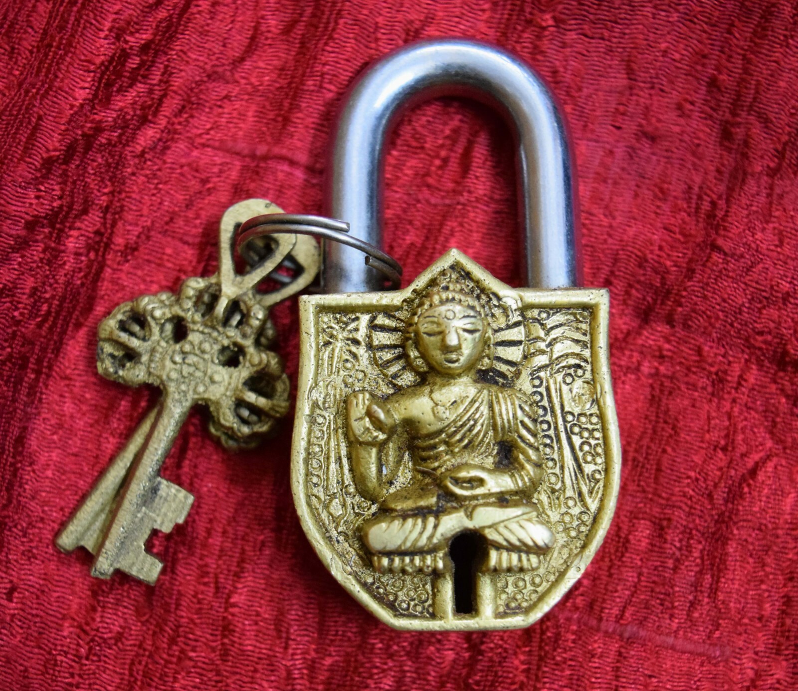 Security Lock Gautam Buddha Buddha Antique Style Brass Padlock Monk ...