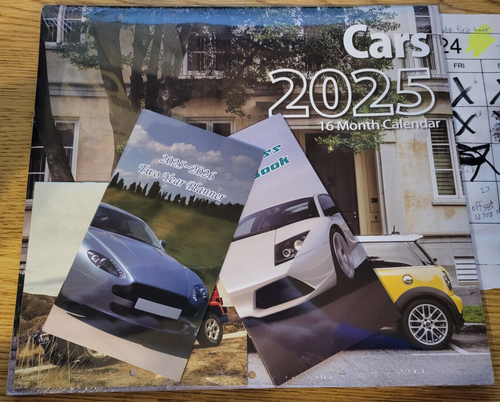 2025 16 Month Cars Wall Calendar / Two Year Planner / Address Book | eBay