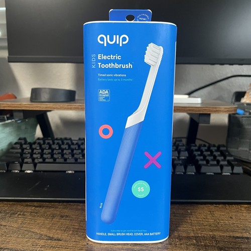Quip Kids Electric Toothbrush Blue Rubber Sonic Vibrating Bristles ...