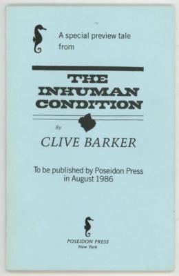 The Inhuman Condition by Clive Barker short preview copy Signed ...
