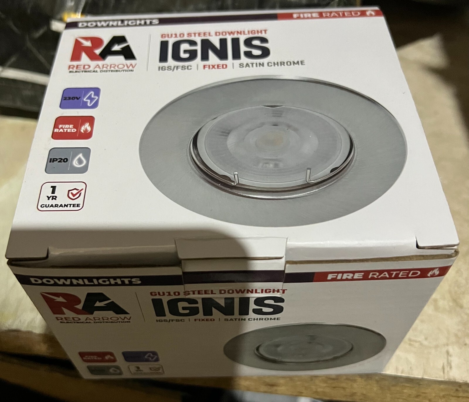 10x GU10 Satin Chrome Fire Rated Brushed Downlight Red Arrow Ignis IGS ...