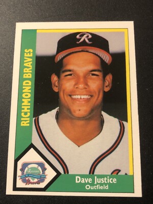 1990 CMC Minors David Dave Justice #9 Rookie Baseball Card RC Richmond ...