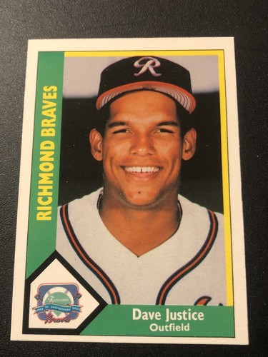 1990 CMC Minors David Dave Justice #9 Rookie Baseball Card RC Richmond ...
