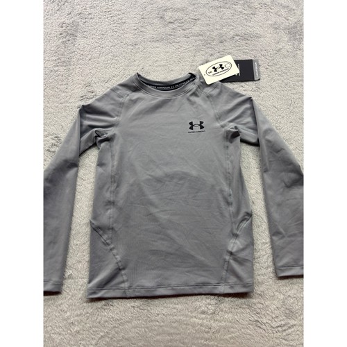Under Armour Boys HeatGear Armour LS Compression Shirt Youth YS Gray ...