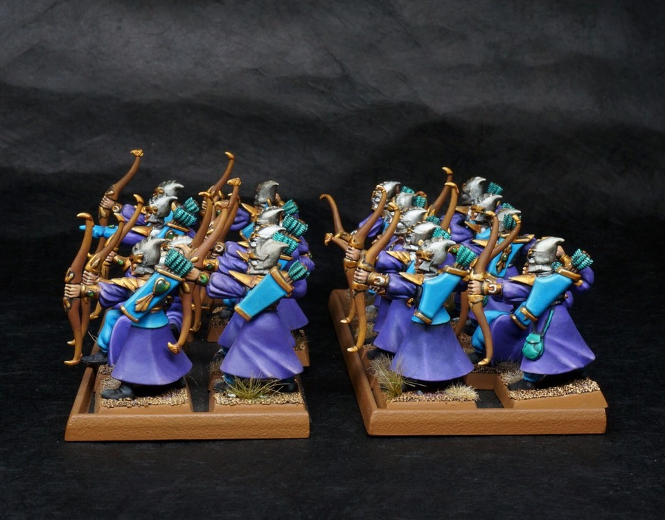Painted Miniatures Warhammer Dark High Elves Archers Crossbows x20 | eBay