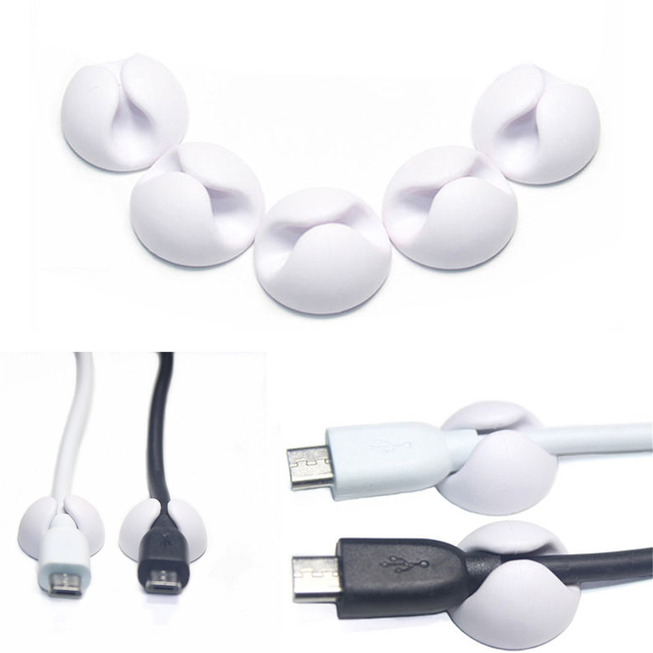 10X Cable Management Cable Clips USB Charge Tidy Wire Holder Desk Cord ...