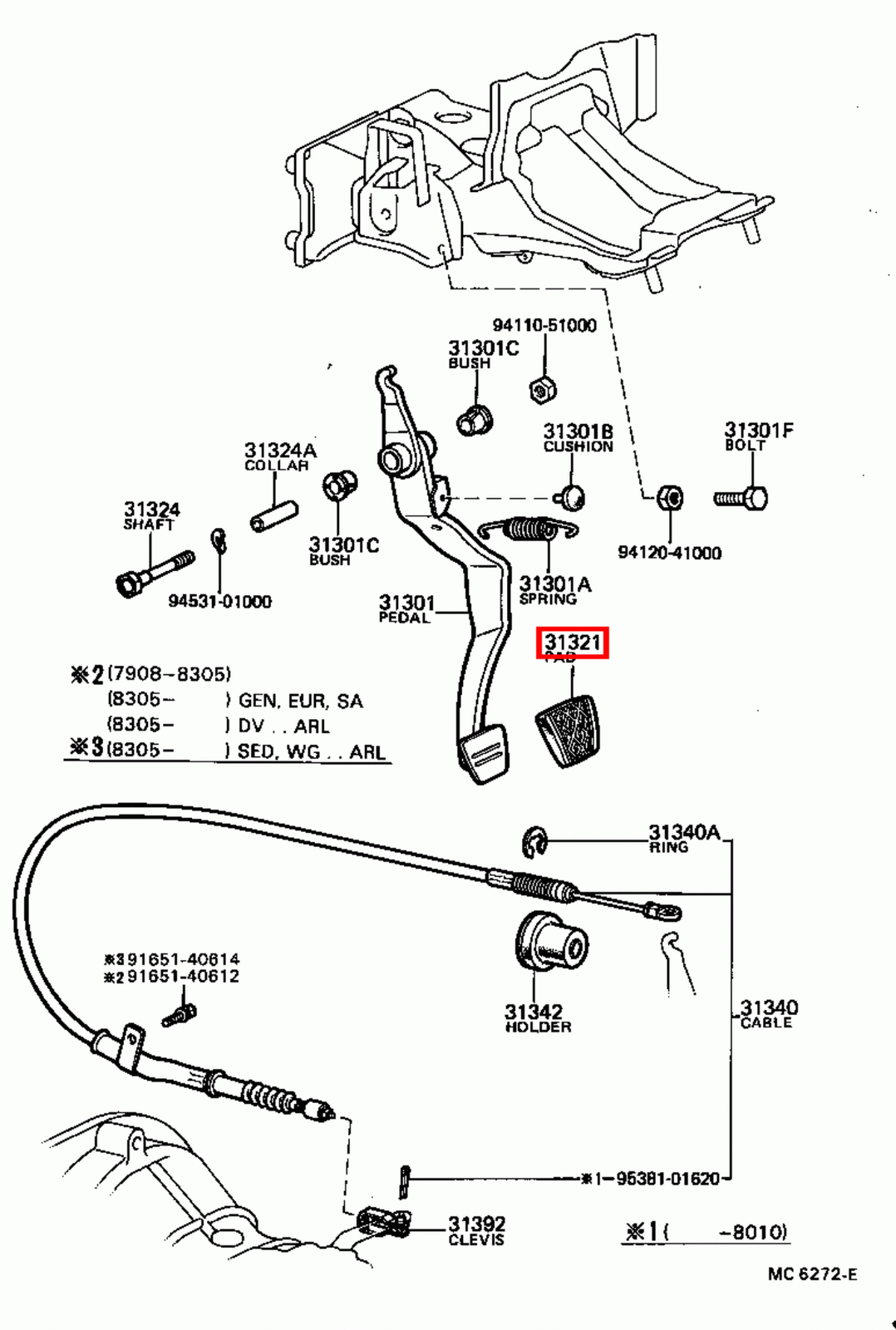 Genuine Corolla KE71 KE70 KE50 KE35 KE30 EE90 Brake Clutch Pedal Pad ...