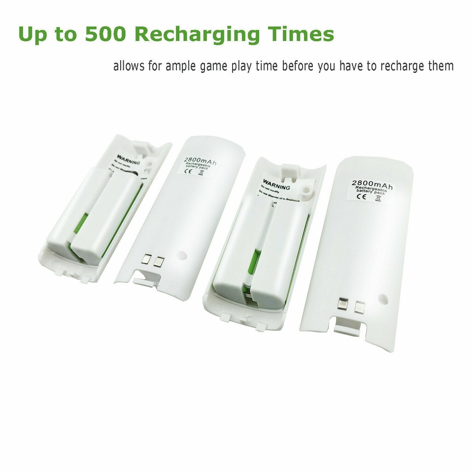 4 Pack 2800mAh Rechargeable Batteries for Wii/Wii U Remote Controller ...