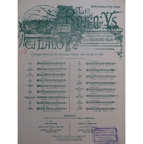LALO Edouard The King Of Ys No 14 Bis Piano Score 1908 | eBay