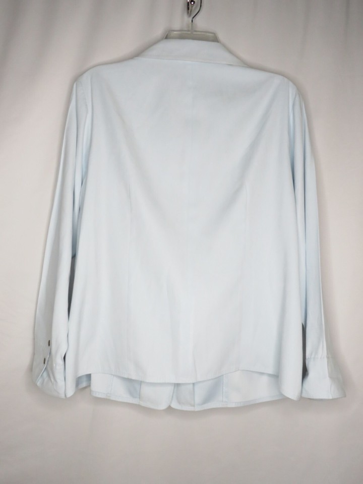 TALBOTS WOMAN PETITIES BLUE V-NECK LONG SLEEVE SNAP FRONT BLOUSE SZ 1X ...