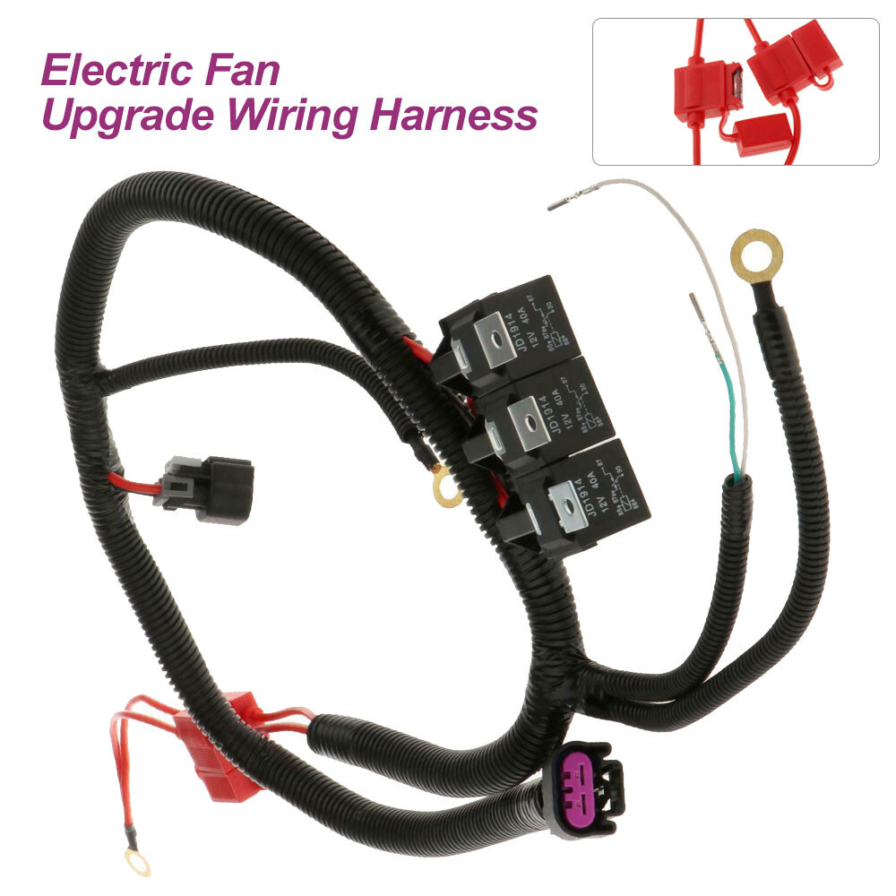 Car Radiator Cooling Fan Wiring Harness Kit Power Dual Electric Fan ...