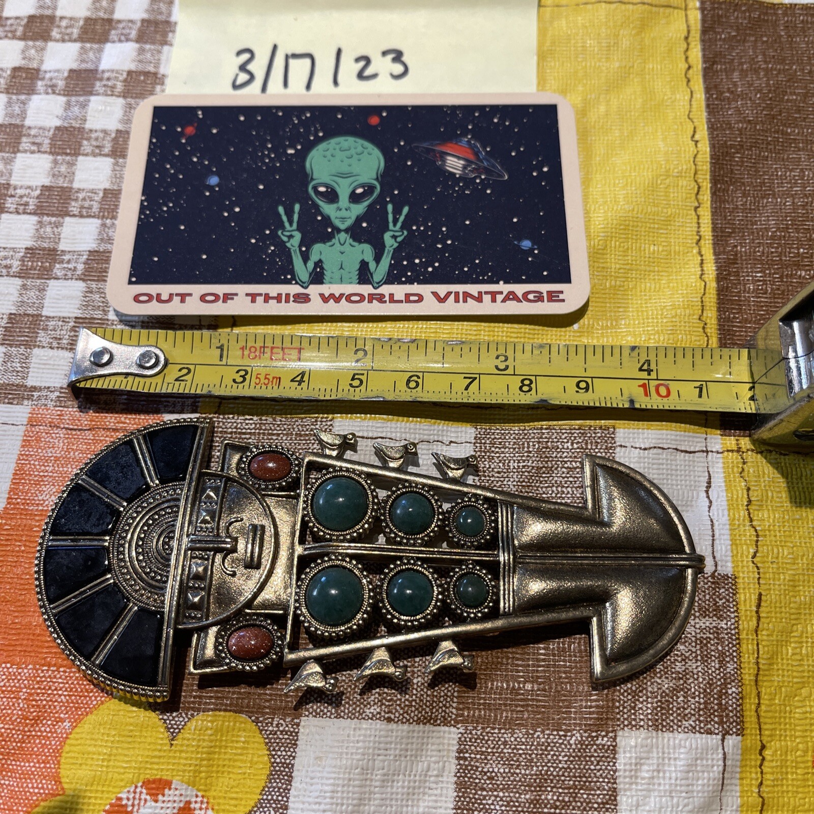 Vintage 1980 Aztec Warrior Brooch/Pin aztecas - Gem