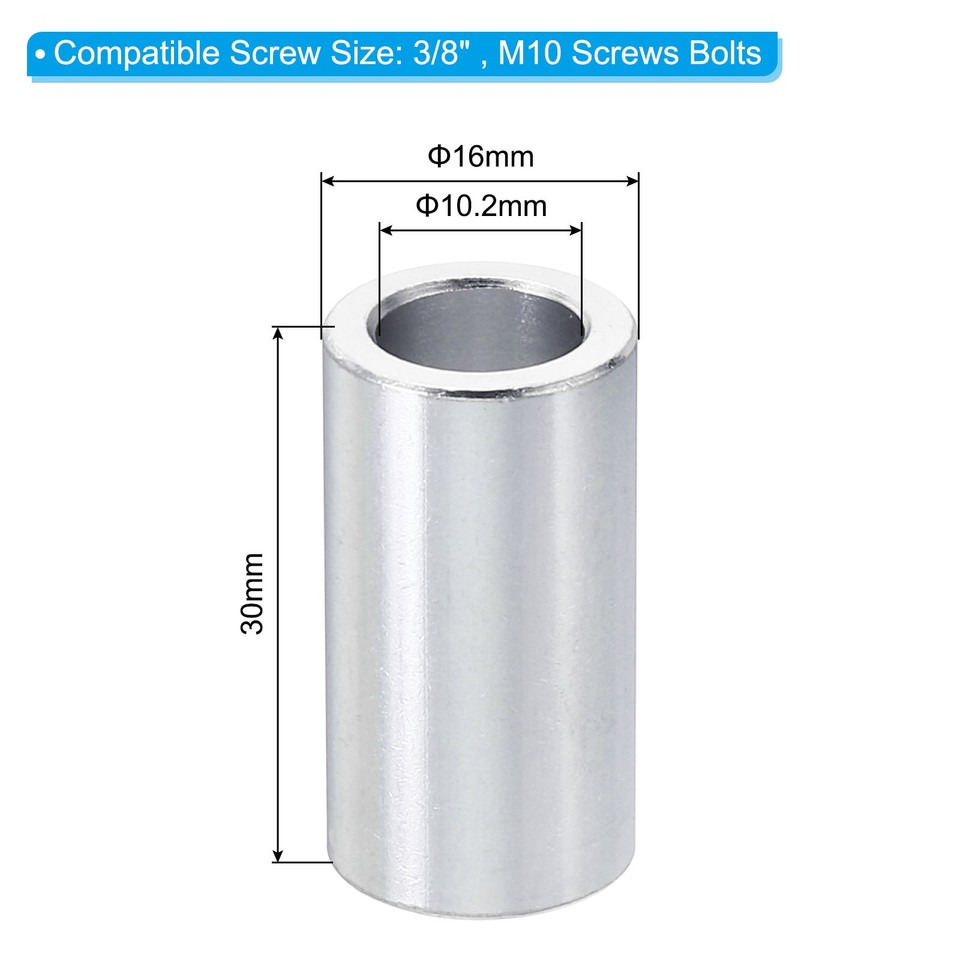 M10 Aluminum Spacers, 5 Pcs Metal Spacer Aluminum 10.2mm ID x 16mm OD x ...