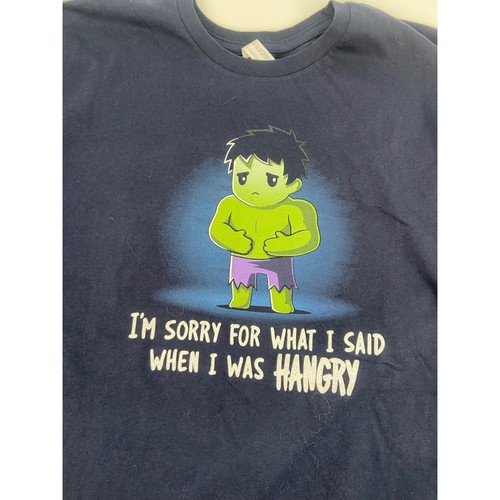 Marvel The Baby Hulk Hangry Graphic T Shirt Navy Blue Cotton Men's Size ...