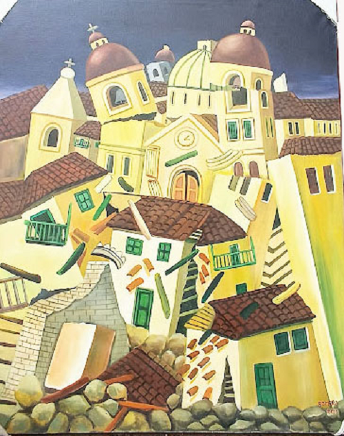 Botero Earthquake City of Popayan New Art Oil Painting Canvas 17X13 ...