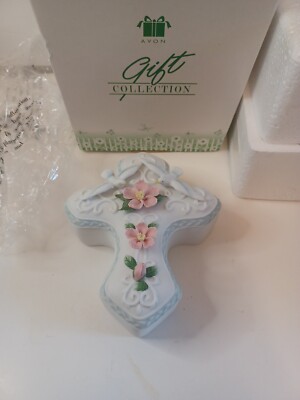 AVON Porcelain Cross Keepsake Trinket Jewelry Box Gift Collection 2002 ...