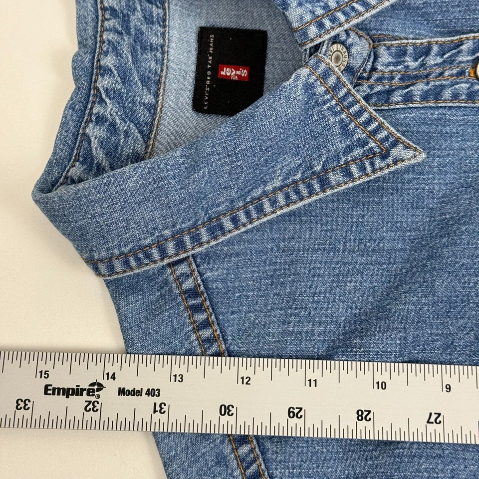 Vintage Levis Button Up Denim Shirt Metal Buttons Pocket 90s Y2K Mens ...
