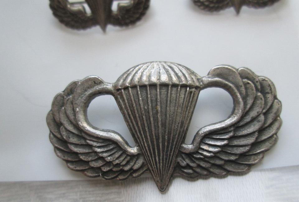 VINTAGE Sterling Silver Airborne Paratrooper Jump Wings Pin, 1.5" wide ...