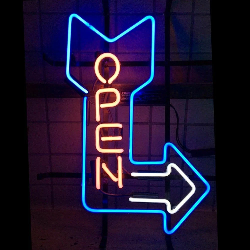 Neon Open Arrow Sign