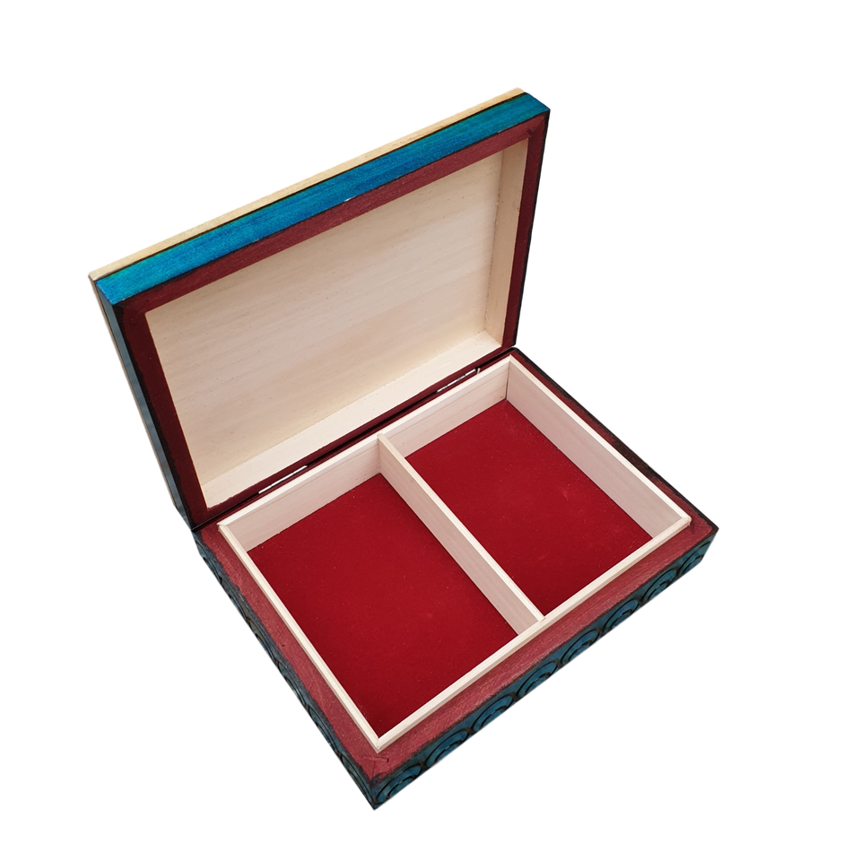 WOODEN DOUBLE PLAYING CARDS BOX IN BLUE COLOR, MODEL 1 | eBay UK