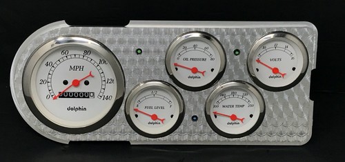 1948 1949 1950 Ford Truck 5 Gauge Dash Panel Insert Engine Turned White ...