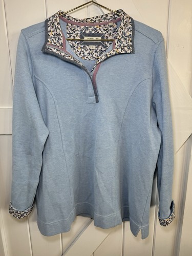 ORVIS WOMEN’S FLORAL FLIP CUFF 1/4 ZIP PULLOVER SWEATER. 100% COTTON ...